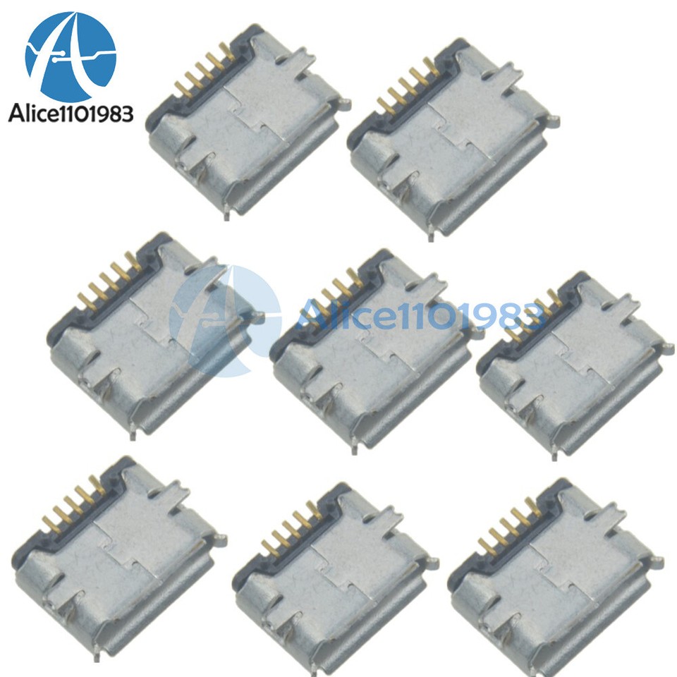 50PCS USB Micro 5-pin Female Connector Jacks Socket SMD Surface-Mount ...