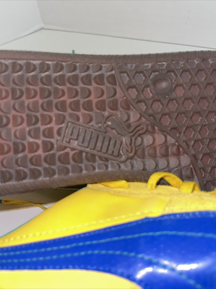 Vintage Yellow Puma Shoes With Blue And Green Stripes. RARE | eBay