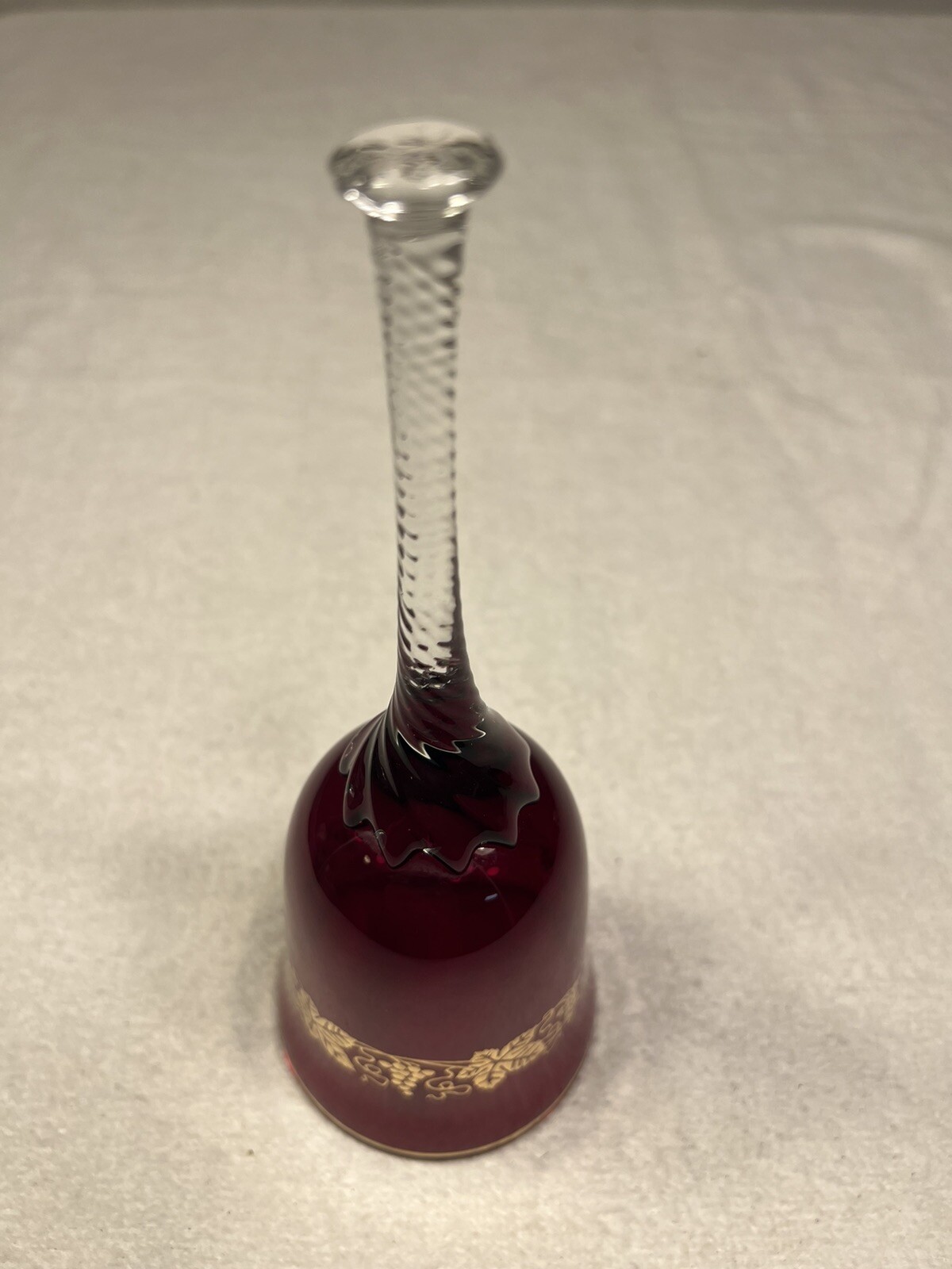 Vintage Bohemian Crystal Glass Ruby Red Bell with Gold Accents No ...