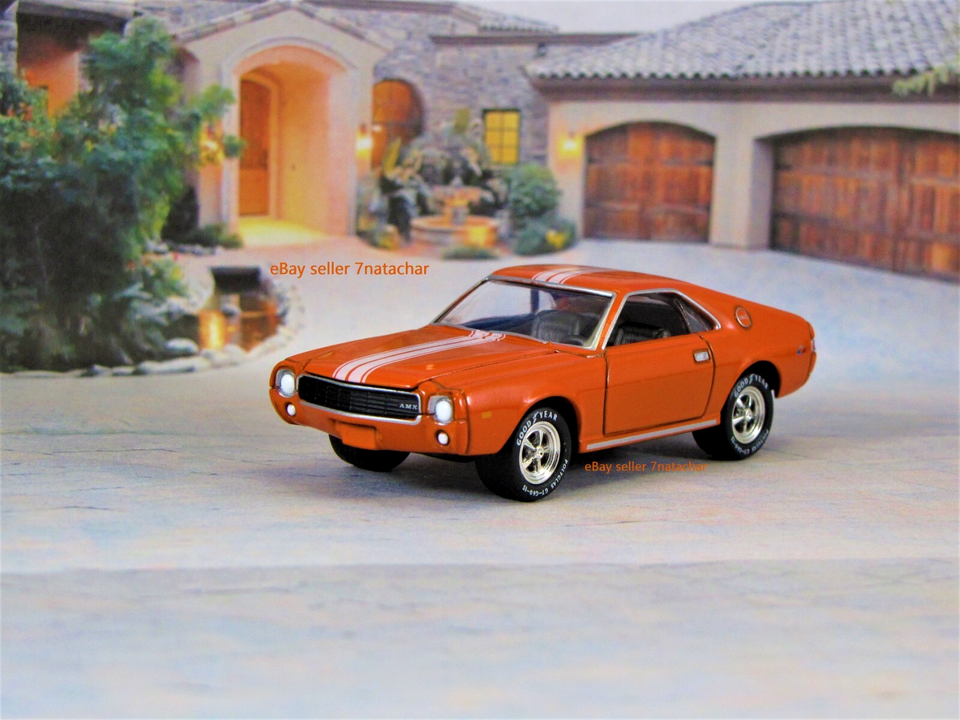 69 1969 AMC AMX 390 Muscle Car Model Mag Wheels 1/64 Scale Orange | eBay