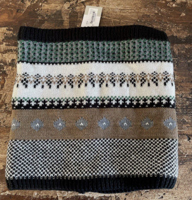 NORDSTROM BP NECK WARMER STRIPED WINTER SWEATER INFINITY SCARF- BLK ...