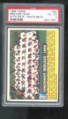 1956 Topps #90 Cincinnati Redlegs Reds Team Photo 1955 Date PSA 4 ...