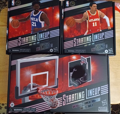NBA Starting Lineup Basketball Backboard And Action Figures. Embiid ...