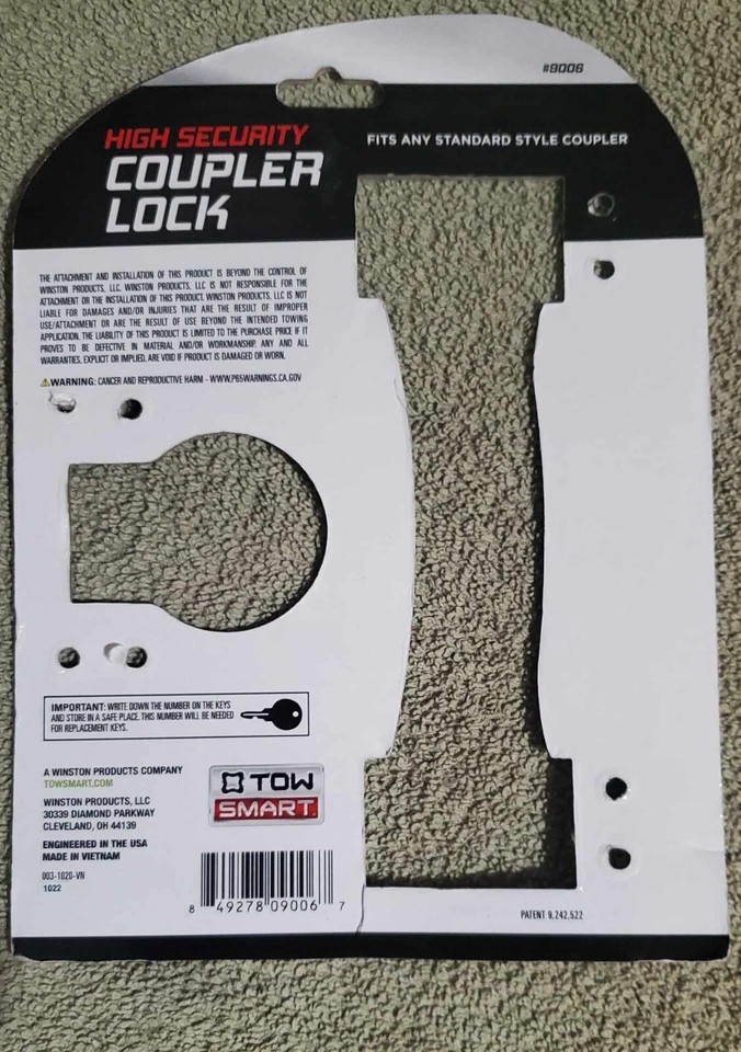 TowSmart Pro Class Heavy Duty Coupler Lock With Keys #9006 | eBay