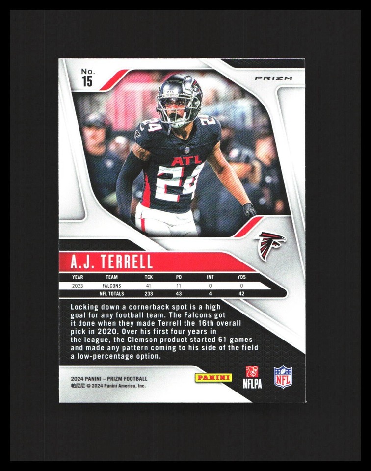 2024 A.J. Terrell - Panini Prizm #15 Orange Lazer Prizm - S1B4R2L23C16 | eBay