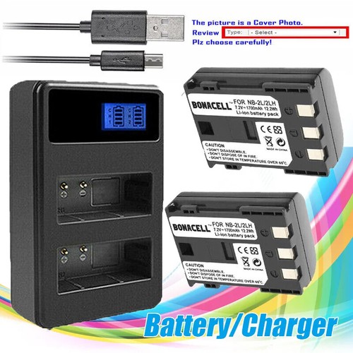 2x Battery / LCD Charger for CANON EOS 350D 400D NB-2LH NB-2L PC1018 ...