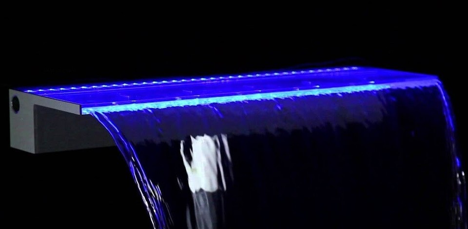 Pool Pond Acrylic Sheer Descent Waterfall Fountain LED Water Feature ...