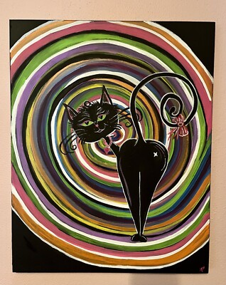 "Snooty cat” 16x20 acrylic painting on canvas by original artist cat ...