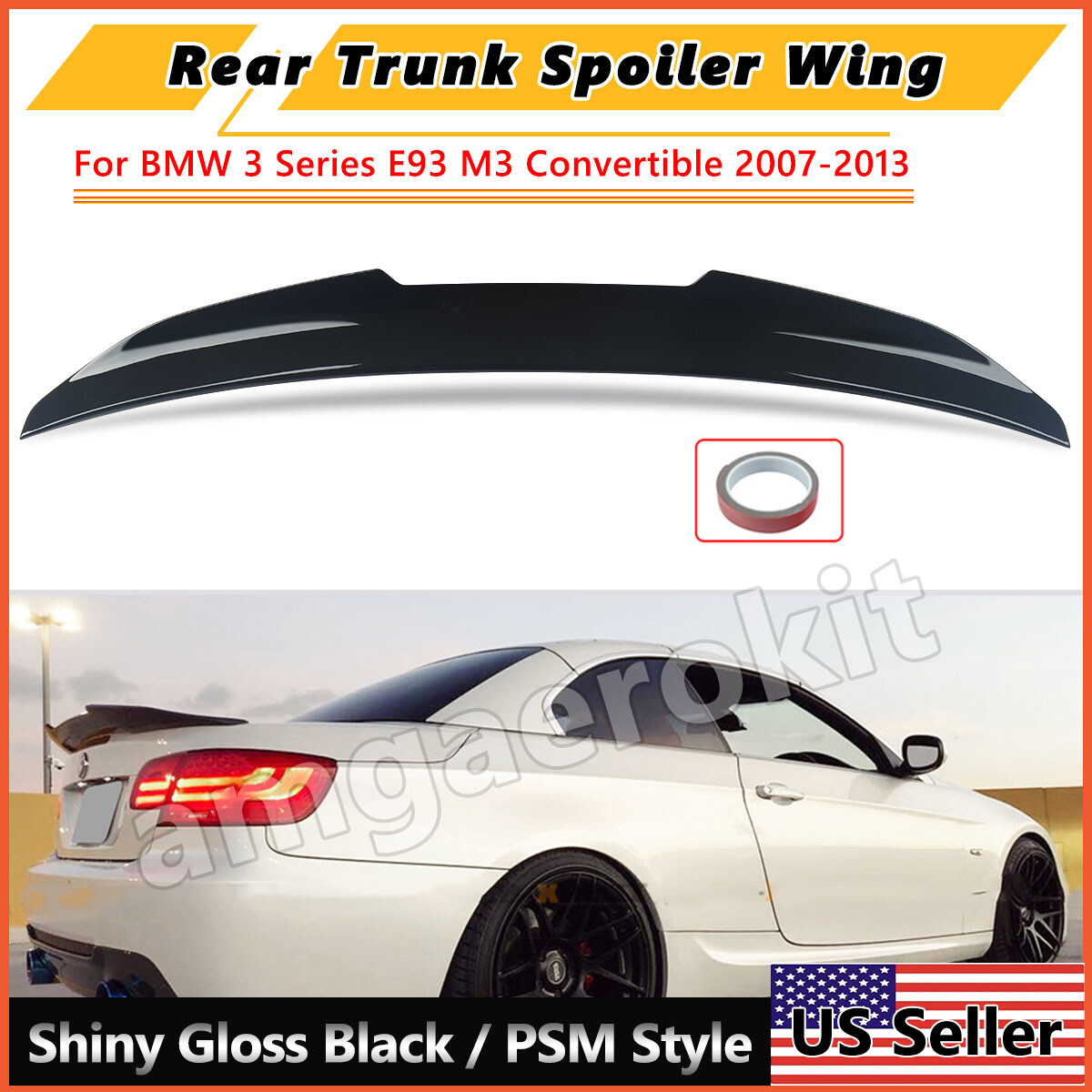 For BMW 3 Series E93 M3 07-13 PSM Style Highkick Duckbill Rear Spoiler ...