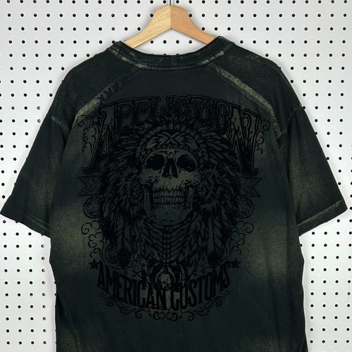 Affliction American Customs T Shirt Size XL Y2K Grunge Black Live Fast ...