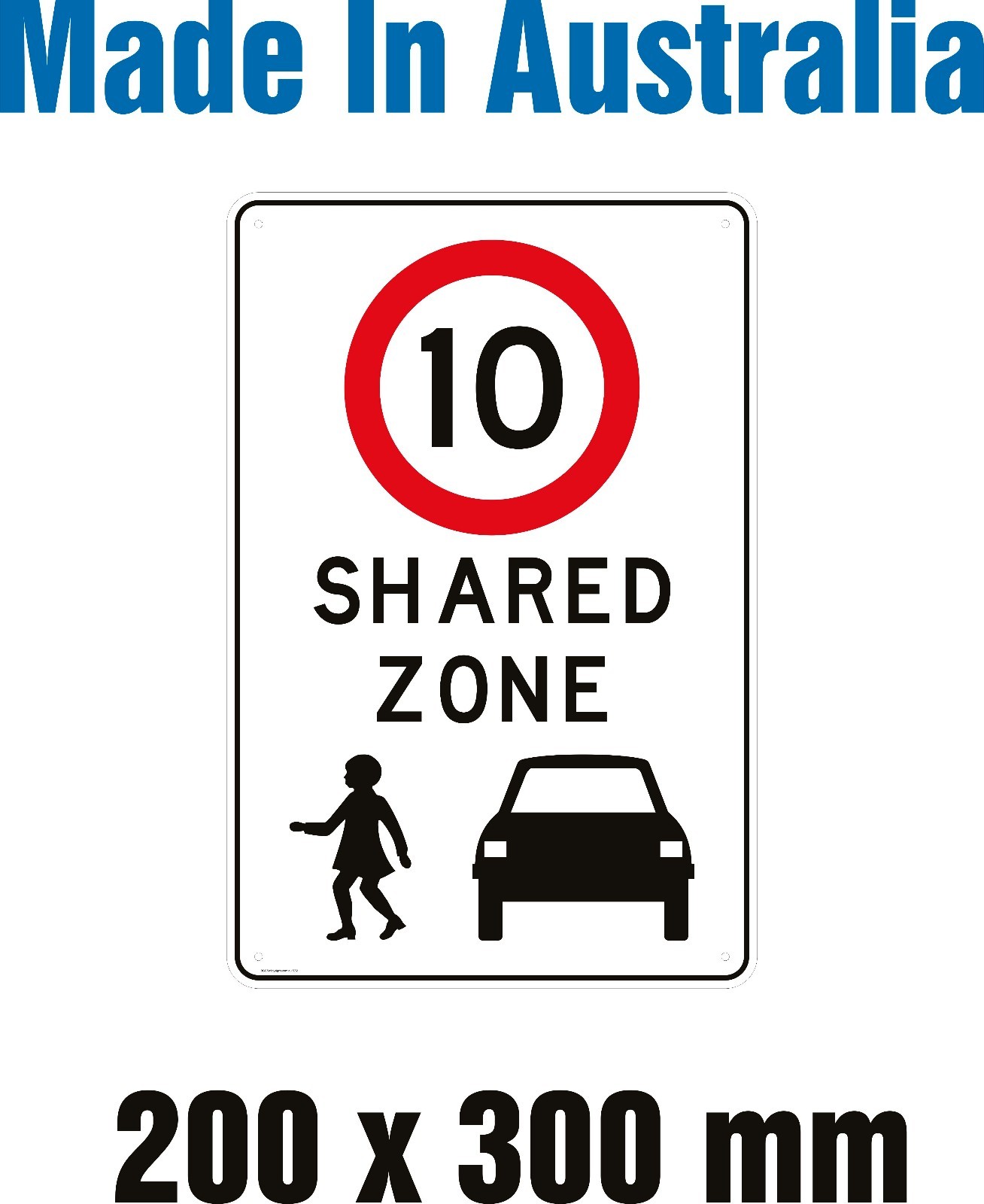 SHARED ZONE - SPEED LIMIT 10km/hr Rigid Plastic sign 200mm X 300mm | eBay