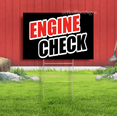 ENGINE CHECK Advertising Yard Vinyl Sign diagnostics service repair car ...