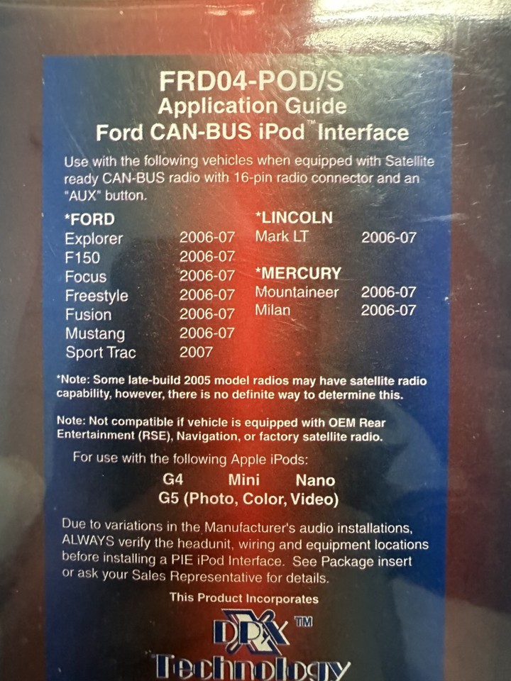 PIE Ford CAN-BUS iPod Interface FRD04-POD/S | eBay