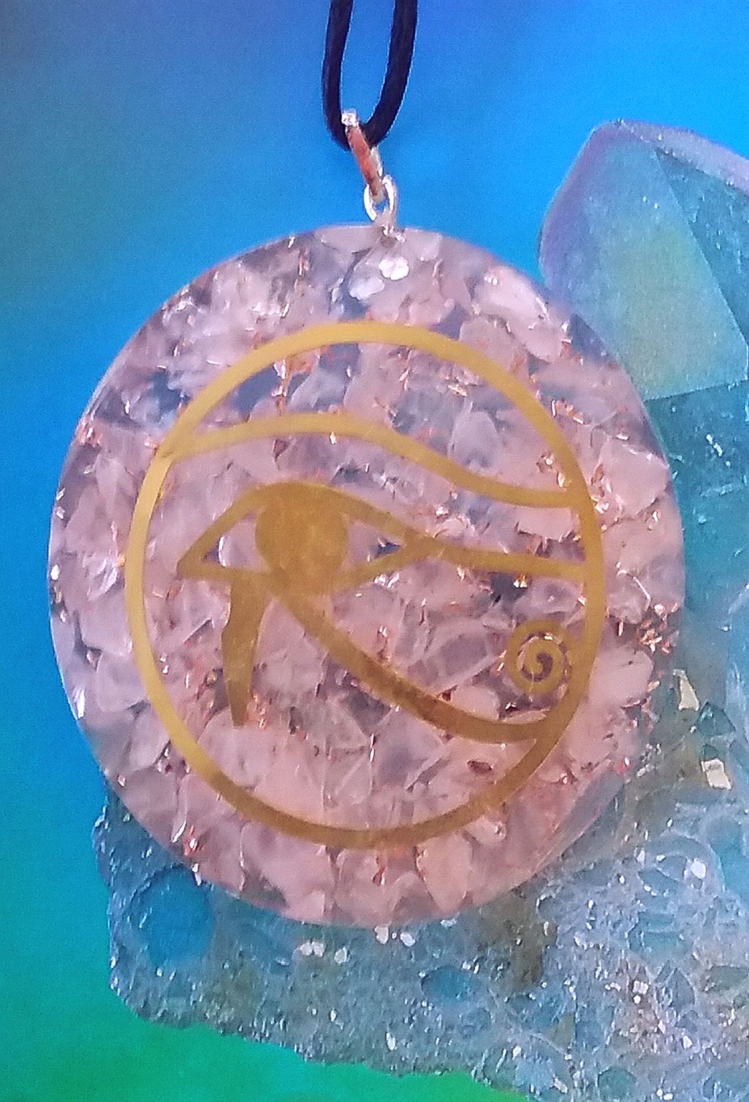 EYE Of HORUS PENDANT, ROSE QUARTZ EYE OF HORUS ORGONE Pendant, EMF ...