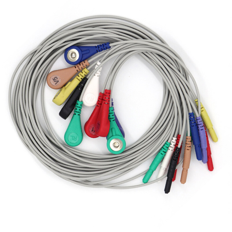 ECG Holter Cable 10-lead EKG Snap wire for Universal DIN 1.5mm Monitor ...