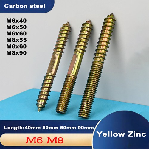 M6 M8 Double Ended Dowel Screw Wood Threaded Self Tapping Rod Bar Bolts ...
