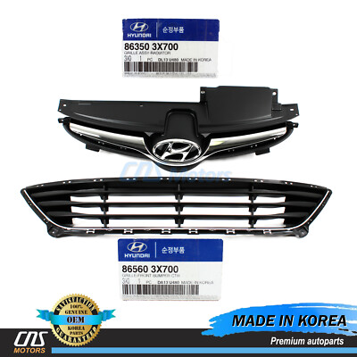 ⭐GENUINE⭐ Radiator Grille Upper & Lower for 14-16 Hyundai Elantra OEM ...