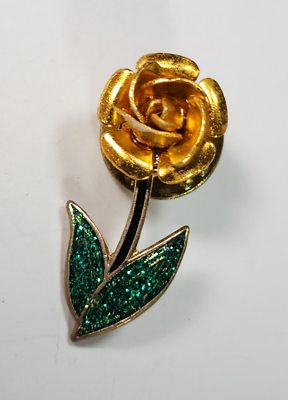 Gold Tone Rose Flower Tie Tack Hat Lapel Pin 1" | eBay