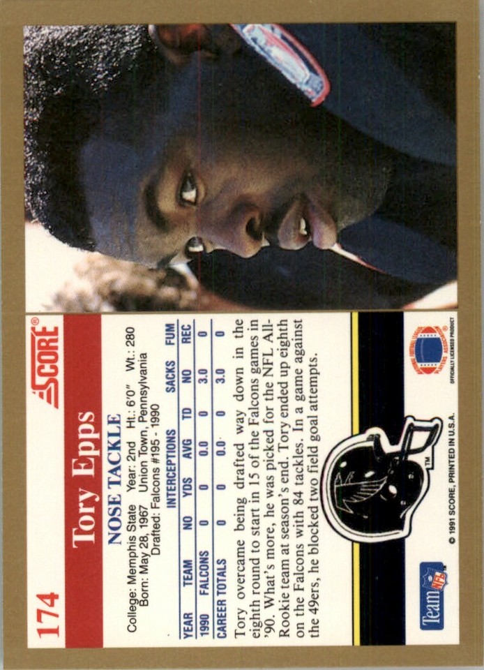 1991 Score NFL Tory Epps #174 | eBay
