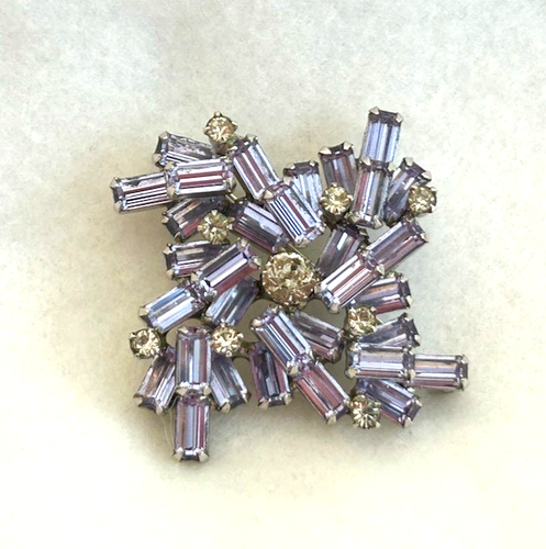 Vintage Weiss Lavender / Alexandrite Rectangular-Cut Rhinestone Brooch ...