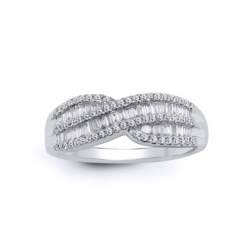 18ct White Gold Jewelco London 0.69ct Diamond Crossover Waves Eternity Ring 6mm | eBay UK