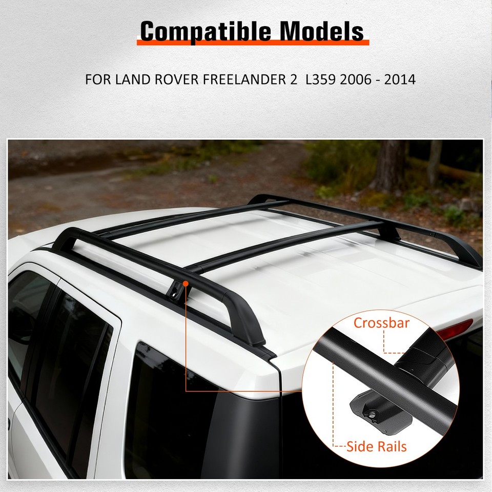 4 PCS FOR LAND ROVER FREELANDER 2 L359 ROOF RAILS CROSS BAR RACK BLACK ...