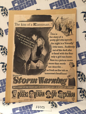 Storm Warning 1950 Original Full-Page Magazine Ad Ronald Reagan Doris Day H05 | eBay