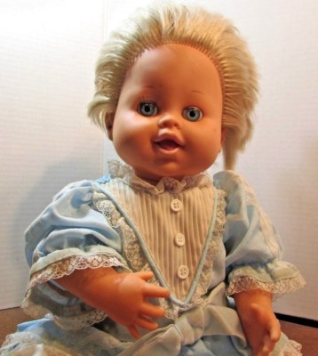 Vintage 15" Tall Baby Doll BLONDE ROOTED HAIR/BLUE Eyes Ideal Rub a Dub ...