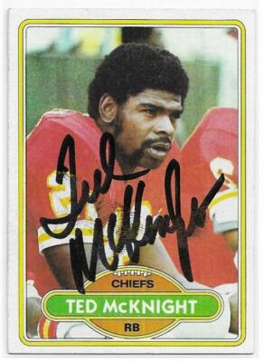 TED McKNIGHT Autographed Signed 1980 Topps card #193 Kansas City Chiefs ...