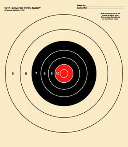 B-16 [B16(RC)] 25 Yard Slow Fire Pistol Target (100) Tagboard w/Red ...