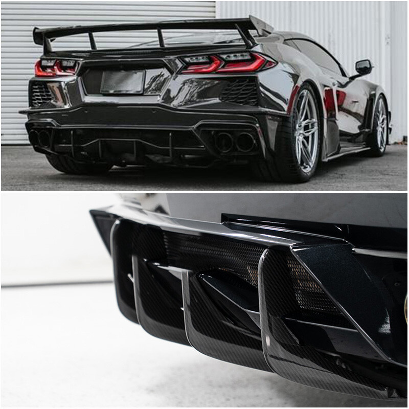 For Chevrolet Corvette C8 Stingray Carbon Fiber Rear Bumper Diffuser ...