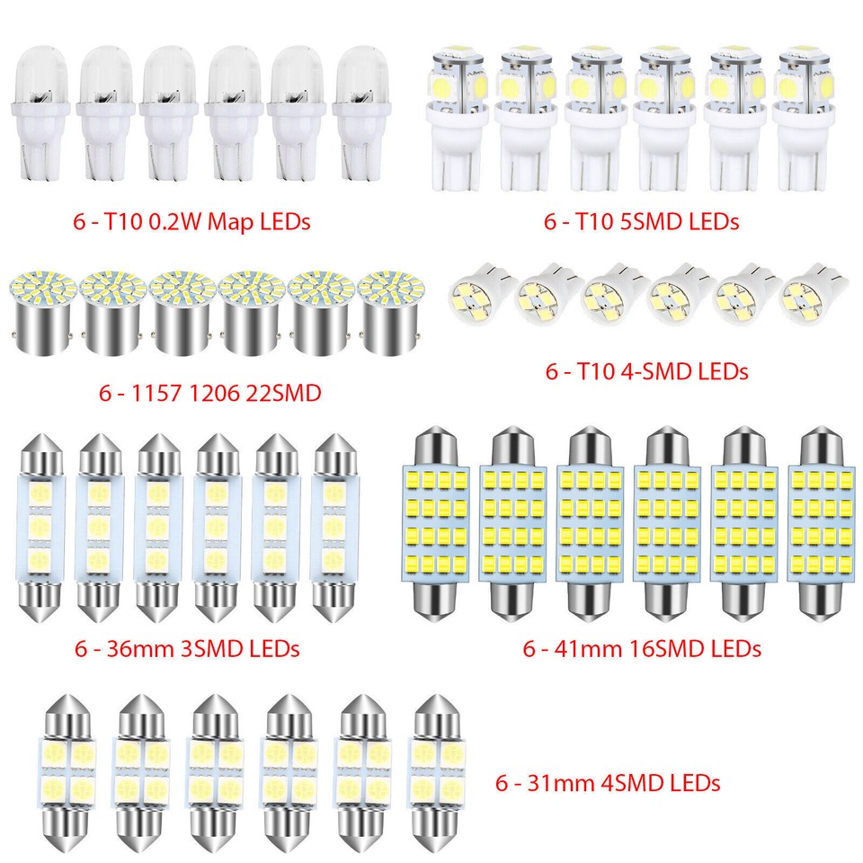 42pc LED Interior Lights Bulb Kit Dome License Plate Lamp 6000K for ...