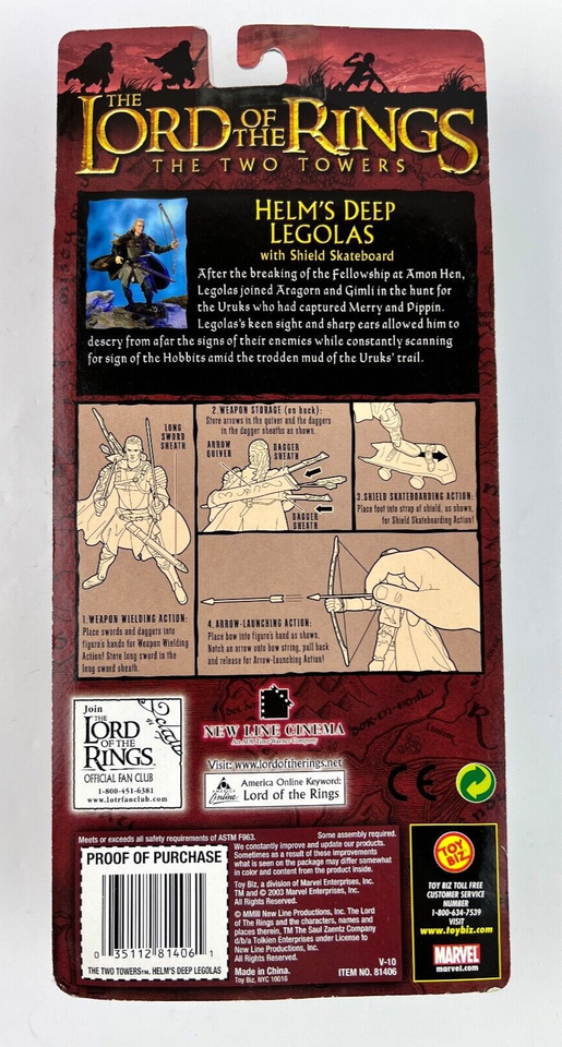 Lord of the Rings Helms Deep Legolas Shield Skateboard Action Figure ...
