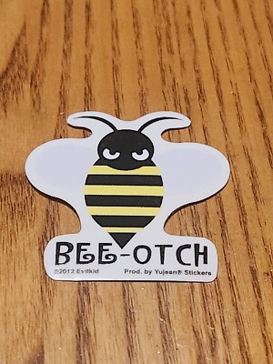 Evilkid Famous Bee-Otch Mini 2.25"x2.25" Vinyl Die-Cut Window Sticker ...