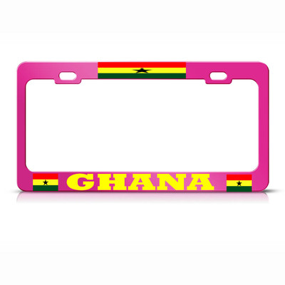 GHANAIAN FLAG GHANA HOT PINK Metal License Plate Frame Auto SUV Tag ...