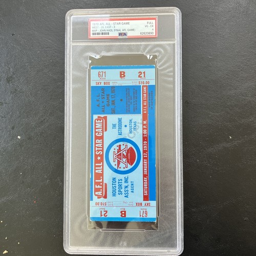 1970 AFL ALL STAR GAME TICKET PSA #62620890 GRADE 4 FINAL AFL GAME JOHN ...