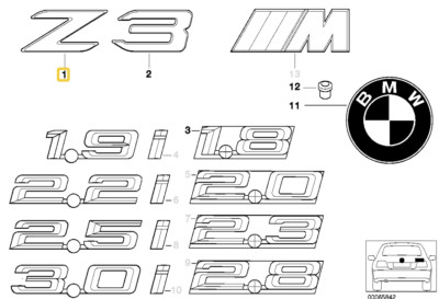 BMW Z3 "Z" Emblem | 51148399309 | Genuine OEM | Rear | Logo | Chrome