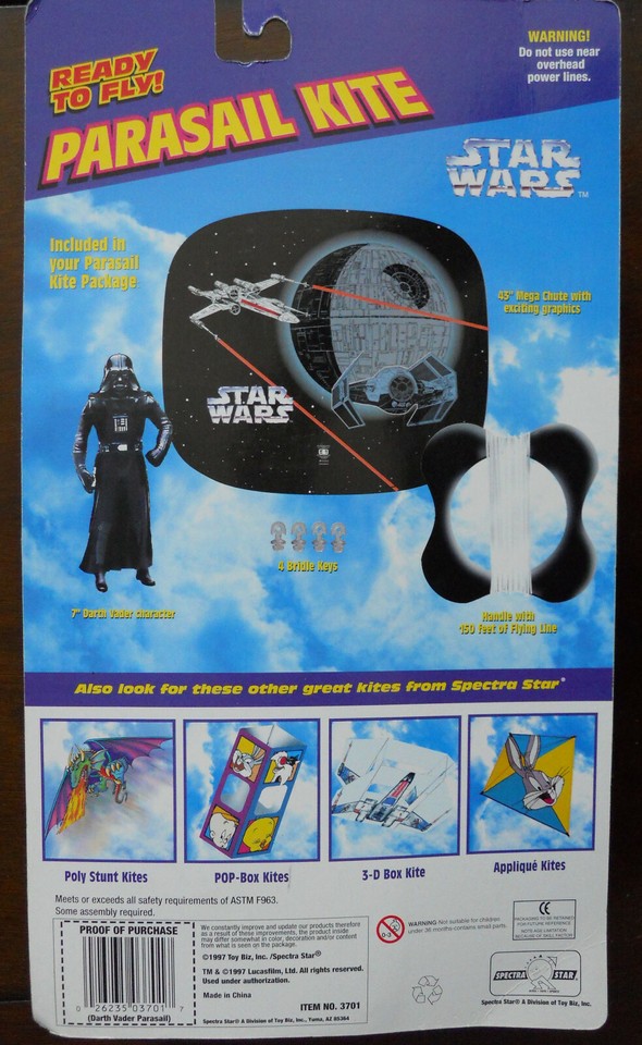 Star Wars Sith LORD DARTH VADER Villain Parasail Kite & Figure MOC ...