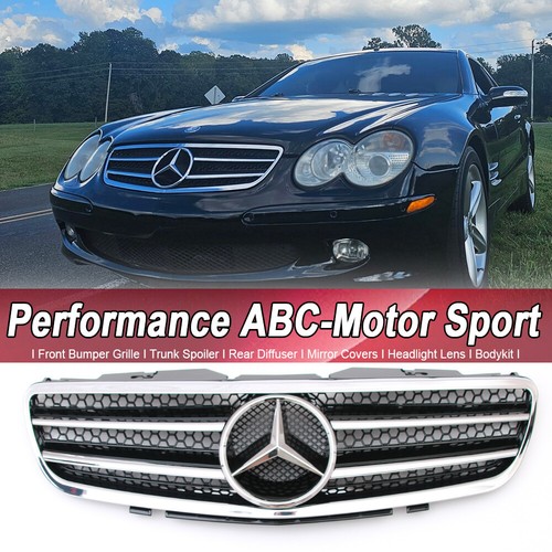 Chrome Black Front Grille For SL-Class R230 2003-2006 SL500 SL600 SL55 ...