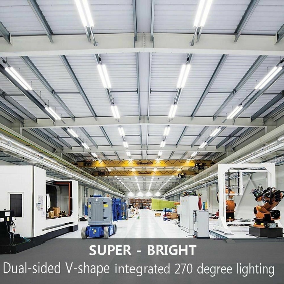 100W 8feet Linkable LED Shop Light Fixture 6000K Fluorescent Tube Light ...