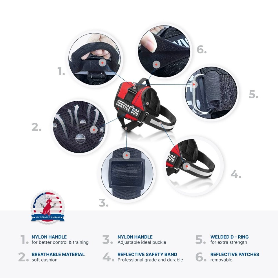 Service Dog No Pull Reflective Harness | All Sizes ADA Vest | eBay