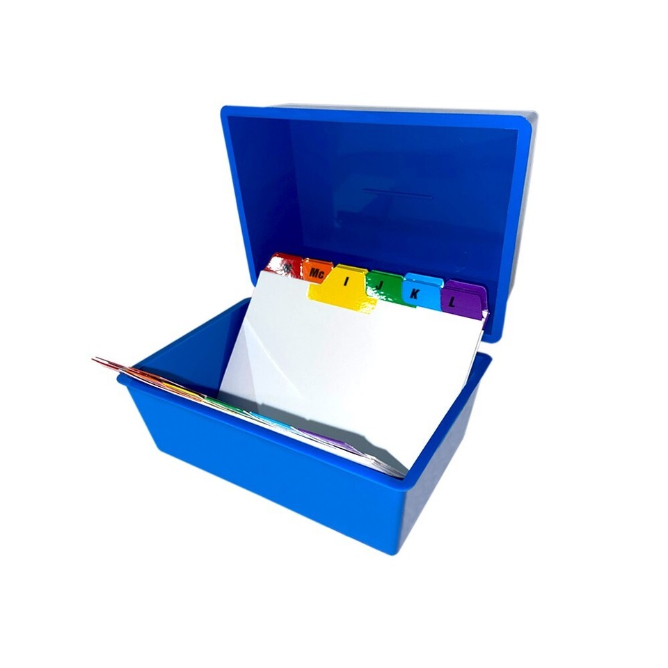 Indigo Index Card Box Record Card Boxes Complete with A-Z Guide Cards 5X3 Blue | eBay UK