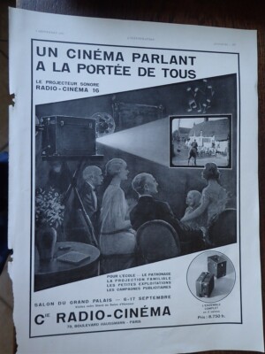Cinéma parlant Cie RADIO CINEMA PARIS publicité papier ILLUSTRATION ...