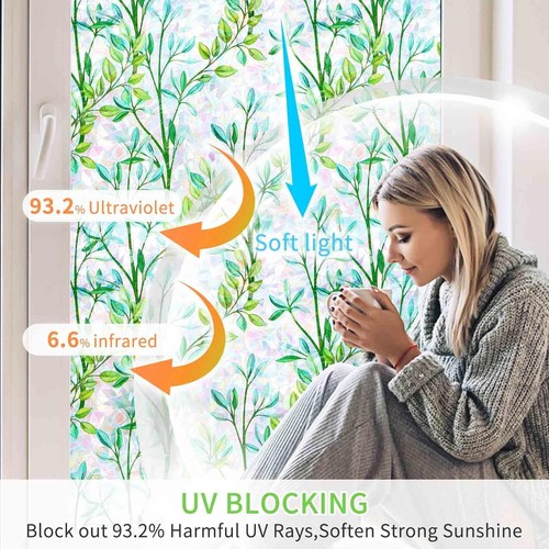 Window Privacy Film - Leaf Rainbow 17.5" X 78.7", Crescent Vine | eBay