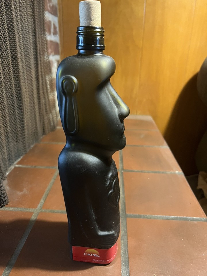 Vintage Pisco Capel Moai Bottle (empty) Collectible Easter Island Totem ...