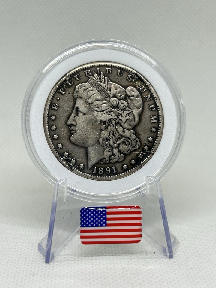 1891-CC Morgan Silver Dollar In Display Case! Antique Look Brilliant ...