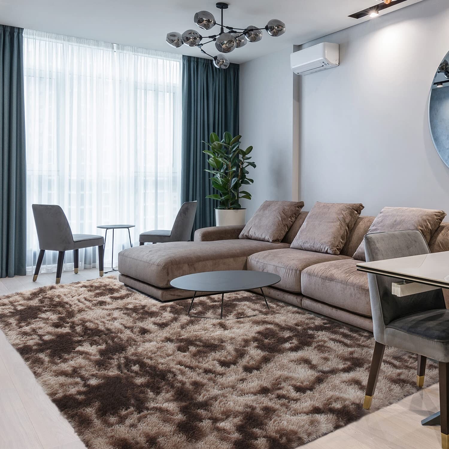 Ultra Soft Brown Fluffy Area Rugs 6x9 Feet, Tie-Dye Leopard Print Rugs ...