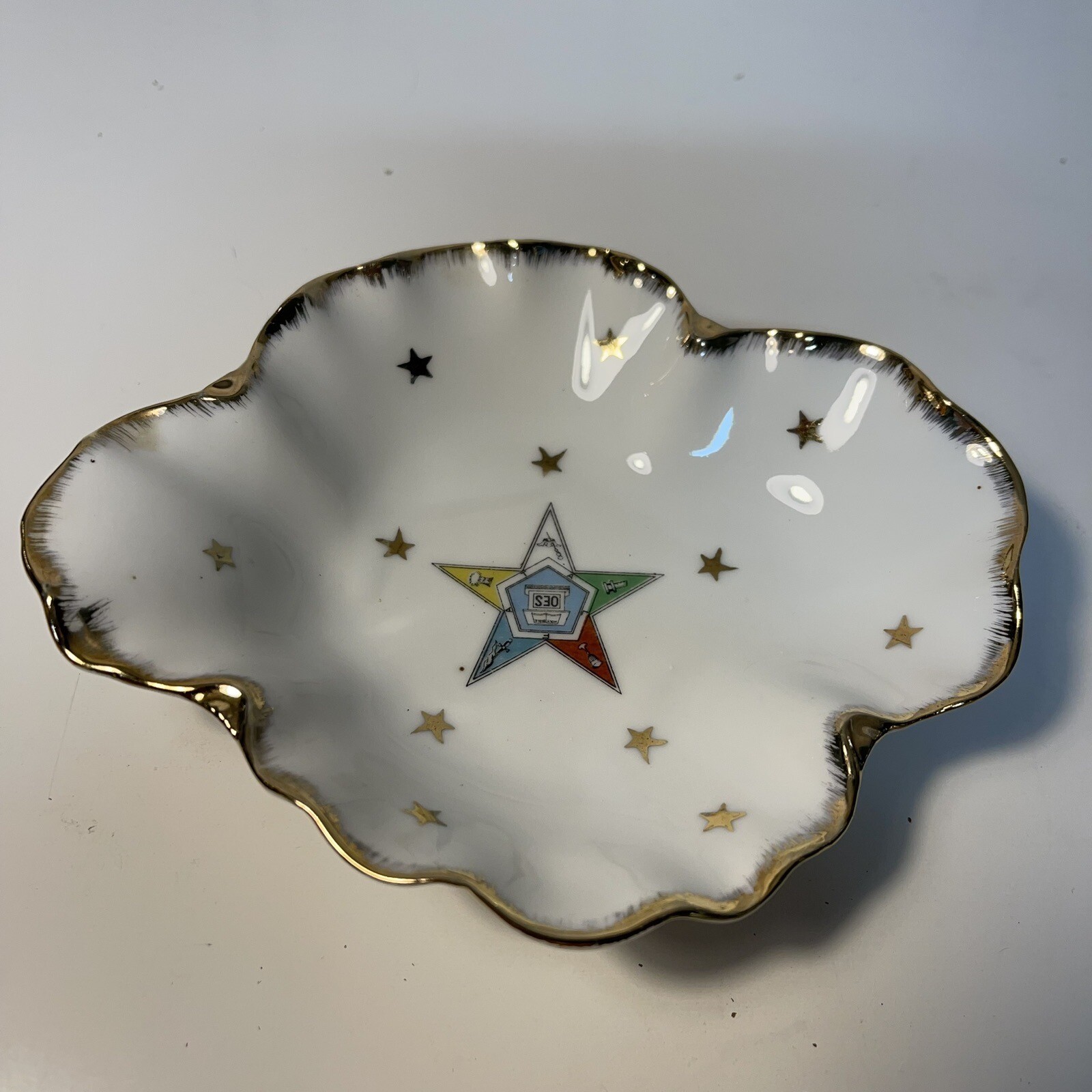 Vtg Order of the Eastern Star Temple Treasures Bowl Masonic Golden Rim ...