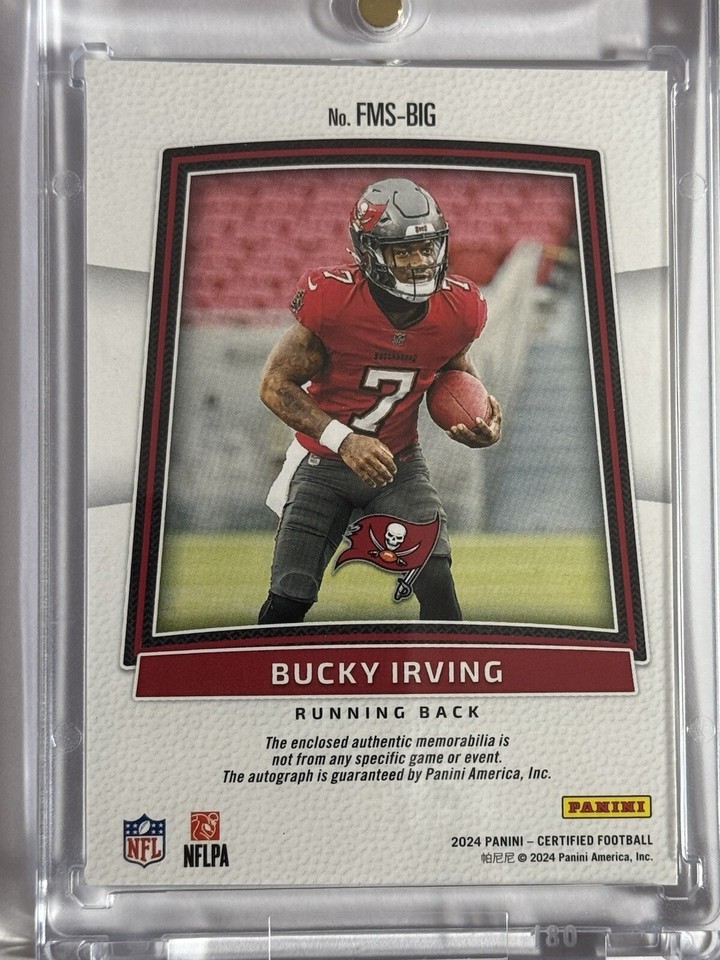 2024 Panini Certified Rookie Patch Auto Bucky Irving Tampa Buccaneers ...