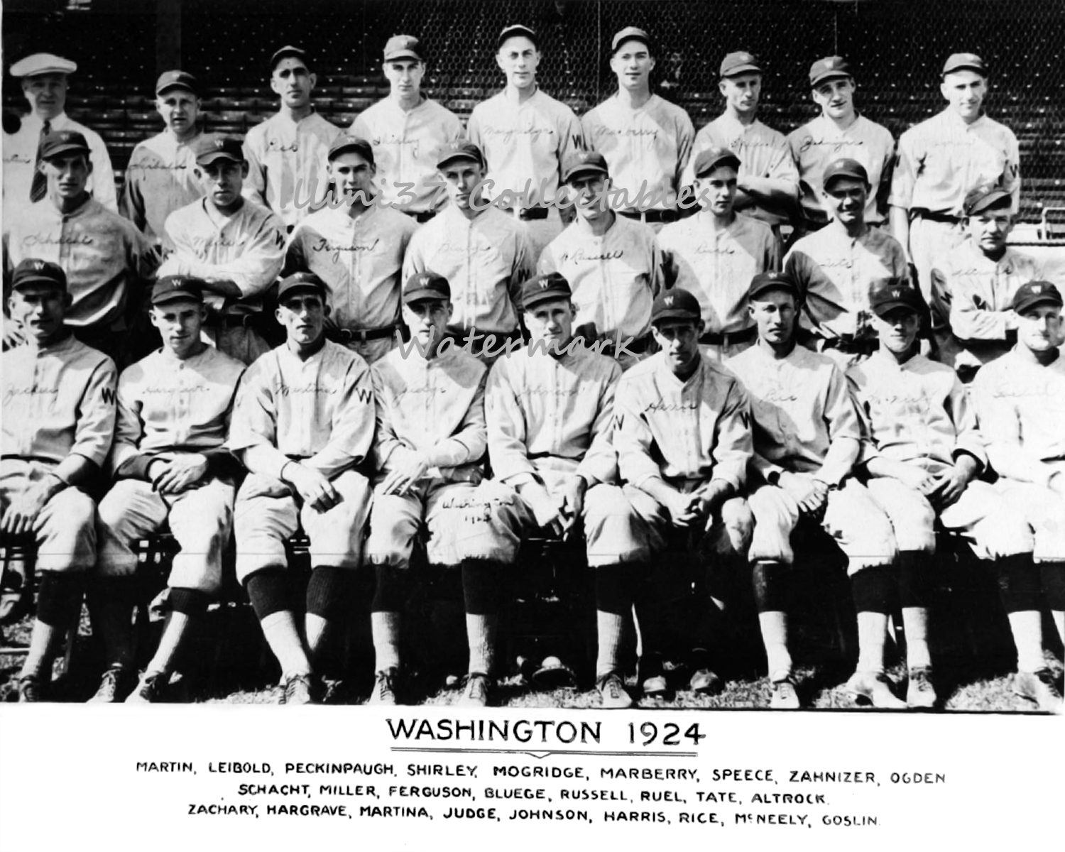 1924 WASHINGTON SENATORS BASEBALL WORLD SERIES CHAMPIONS 8X10 TEAM ...